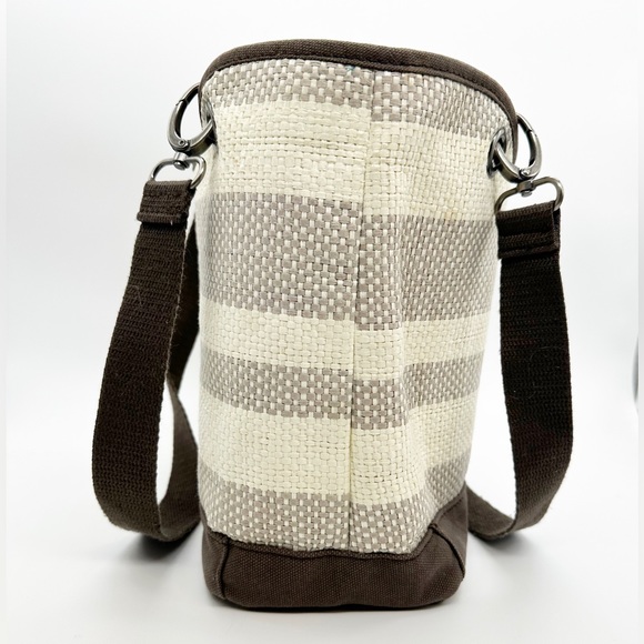 thirty-one | Bags | Thirty One Tote Taupe Cream Woven Stripes With ...